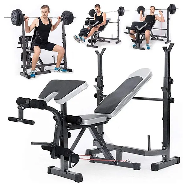 Olympic Weight Bench Adjustable Weight Lift Bench Rack Set